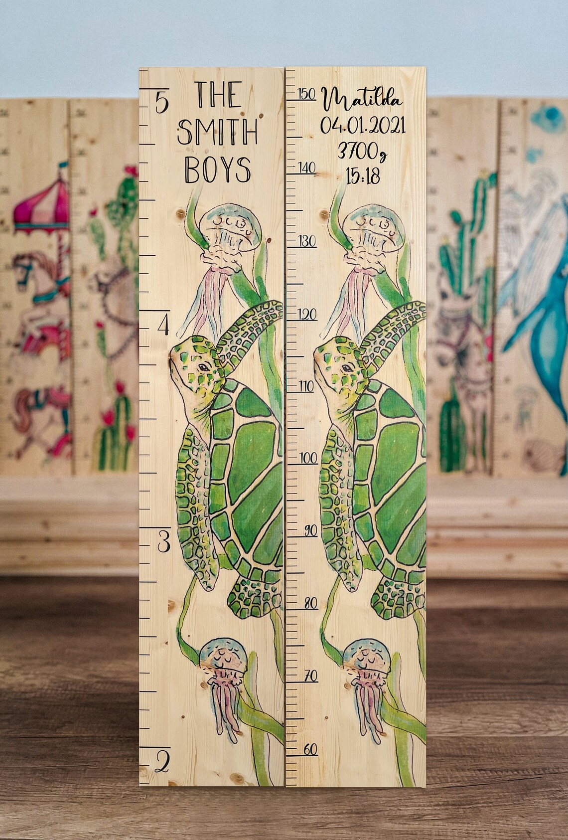 Maritime Nautical Turtle on Wood Height Measuring Board Ruler - Etsy