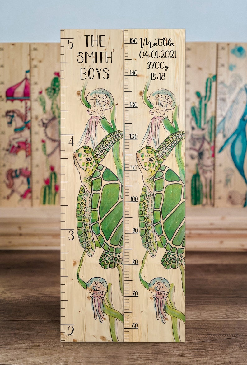 Maritime Nautical Turtle on Wood Height Measuring Board Ruler - Etsy