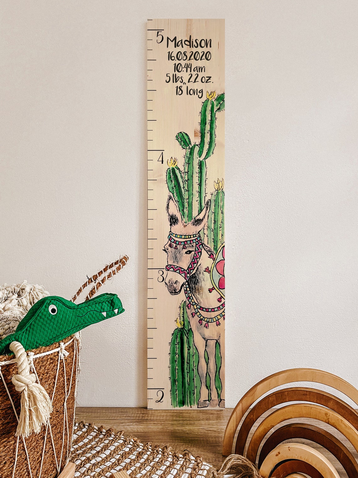 Height Growth Chart for Kids Donkey Personalized Woodland - Etsy