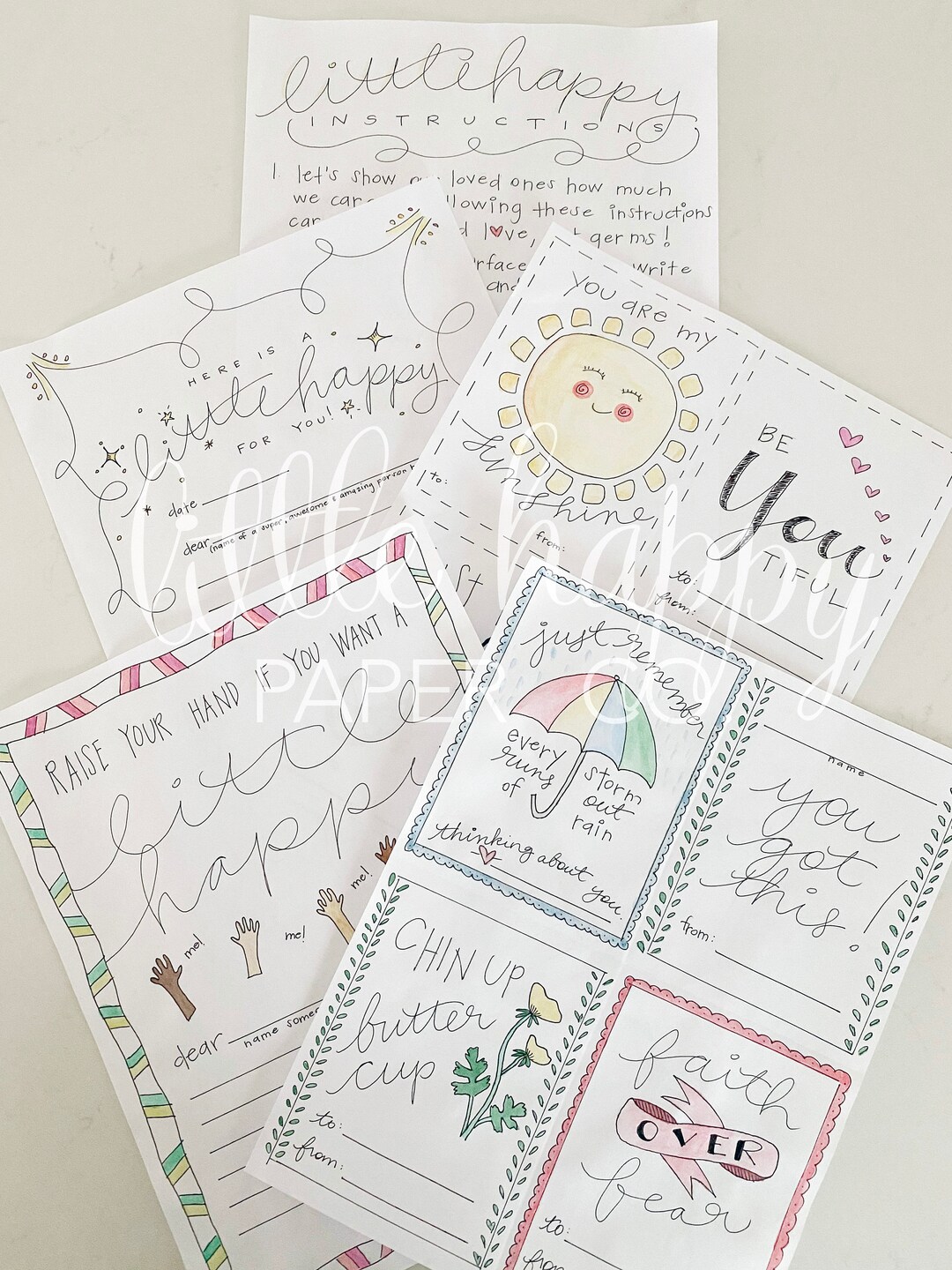 Little Happy Letter Set, Kids Stationery Set, Hand Lettered and ...
