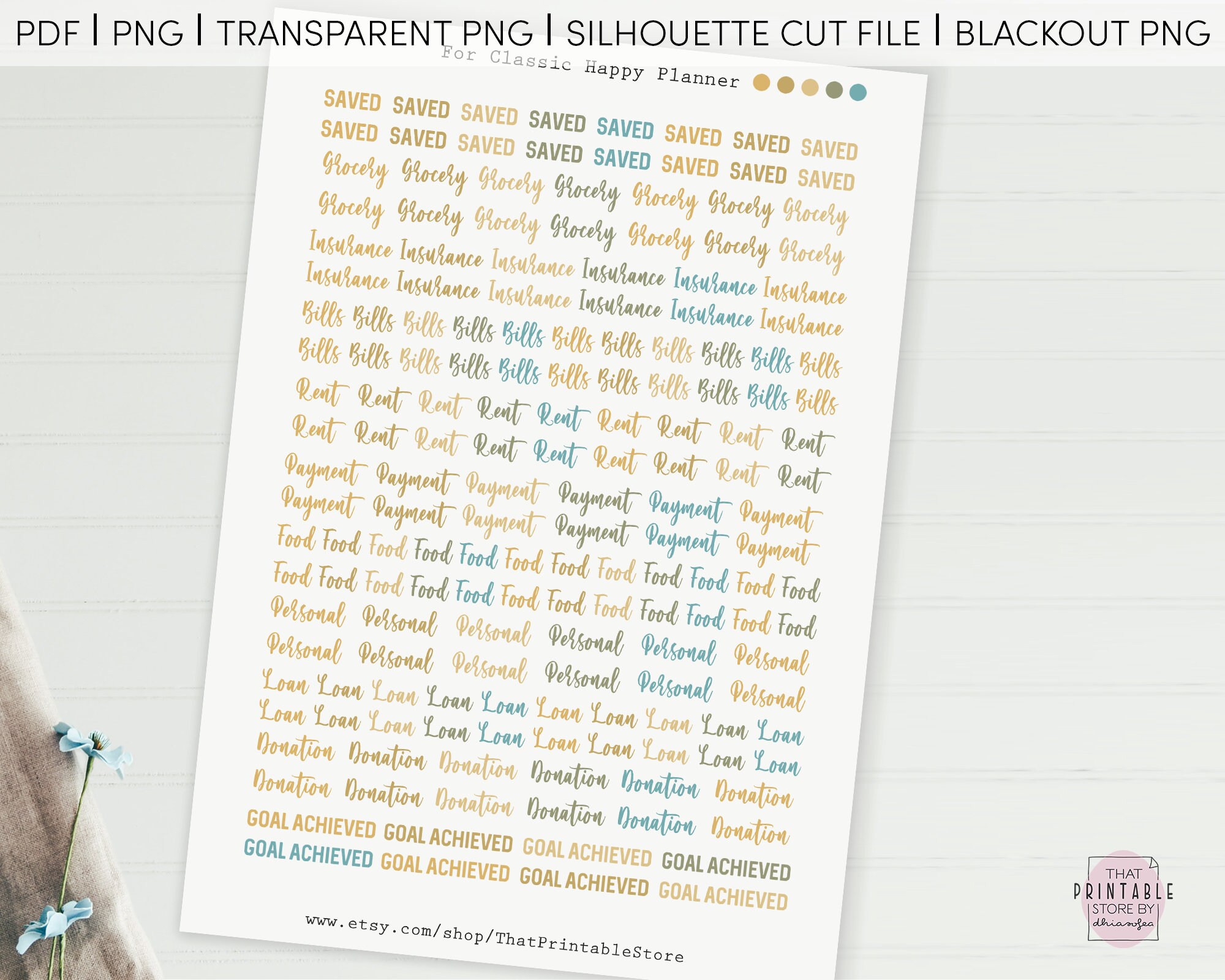 Printable Budget Stickers Scripts, Bills, Debts and Savings Trackers ...