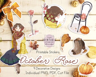 Autumn Bullet Journal Printable Stickers, Diary Digital Stickers PNG ...