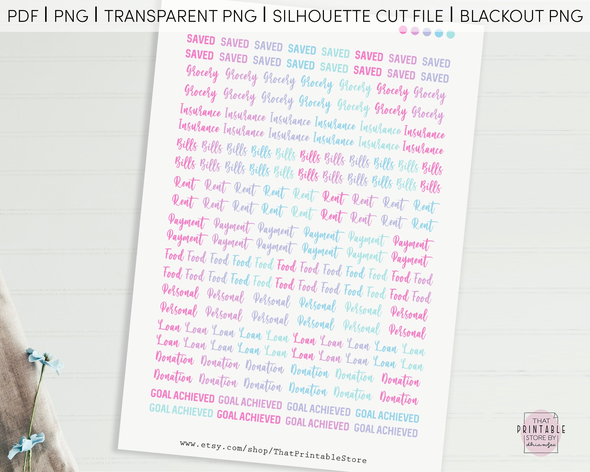Printable Budget Stickers Scripts, Bills, Debts and Savings Trackers ...