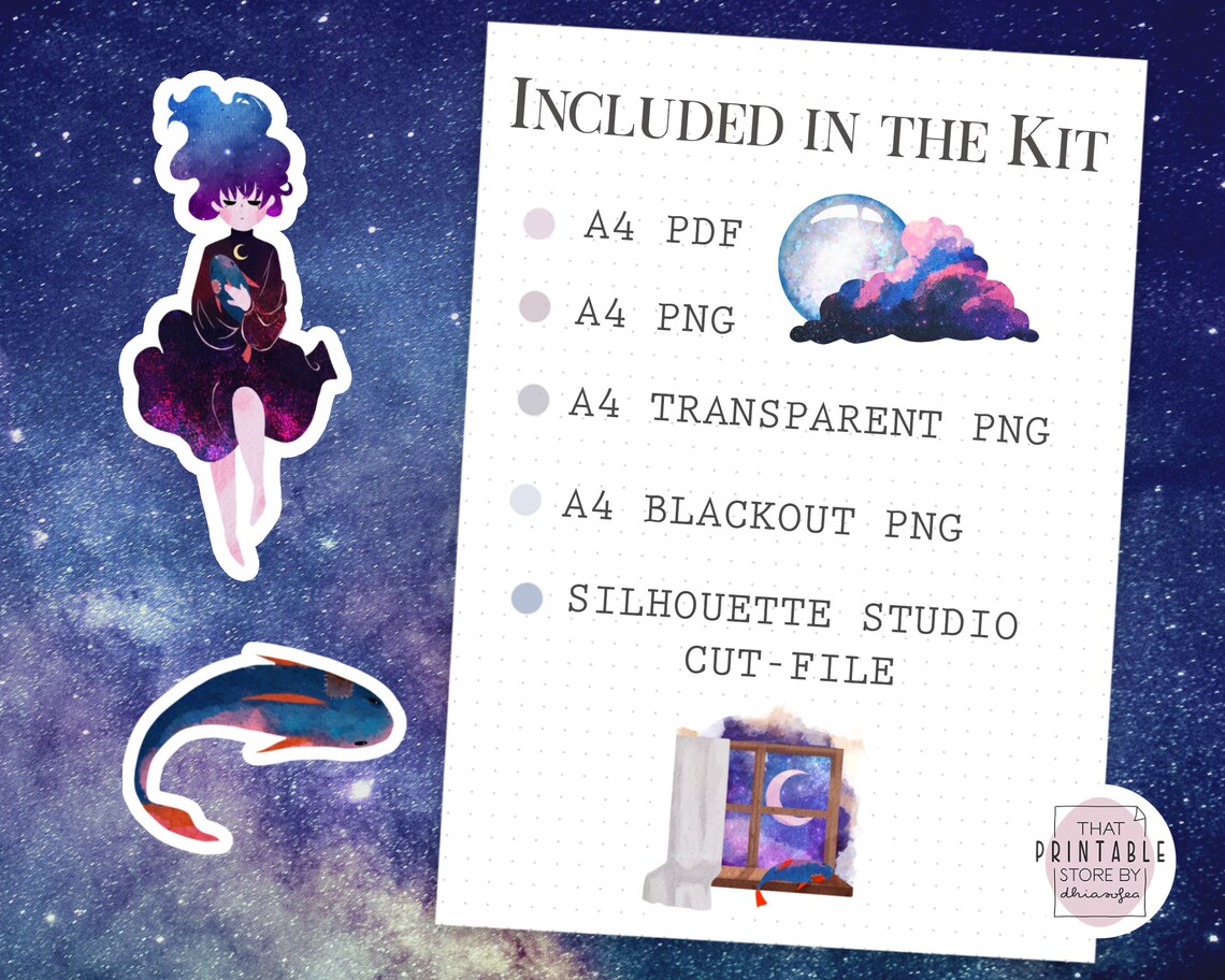 Printable Galaxy Sticker Theme Starry Night Sky Cool Space and ...