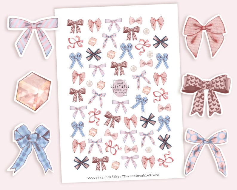 Fun Printable Bows and Crystal Stickers Lovely Bows - Etsy