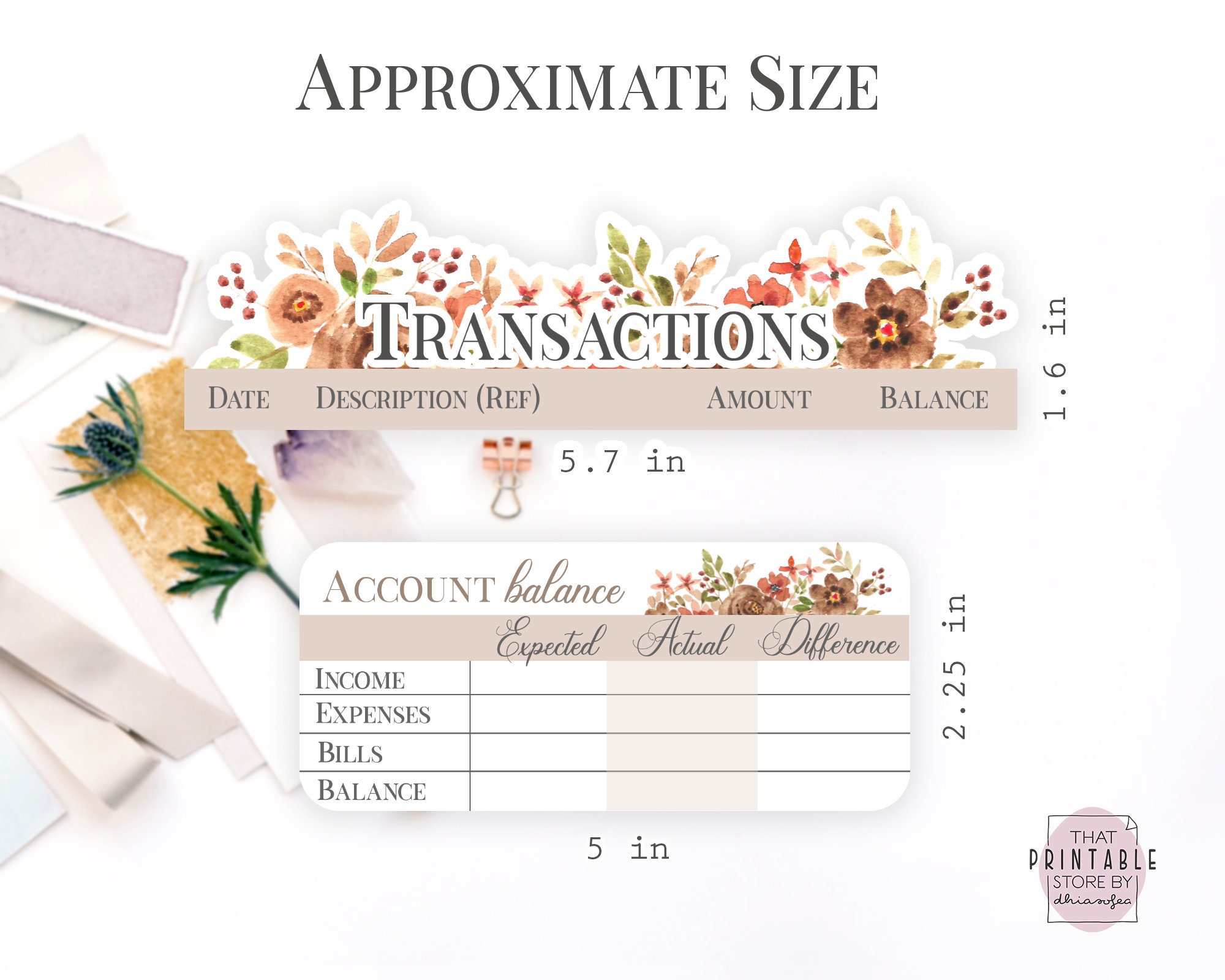 Printable Budget Stickers Kit Floral Scripts, Bills, and Savings ...