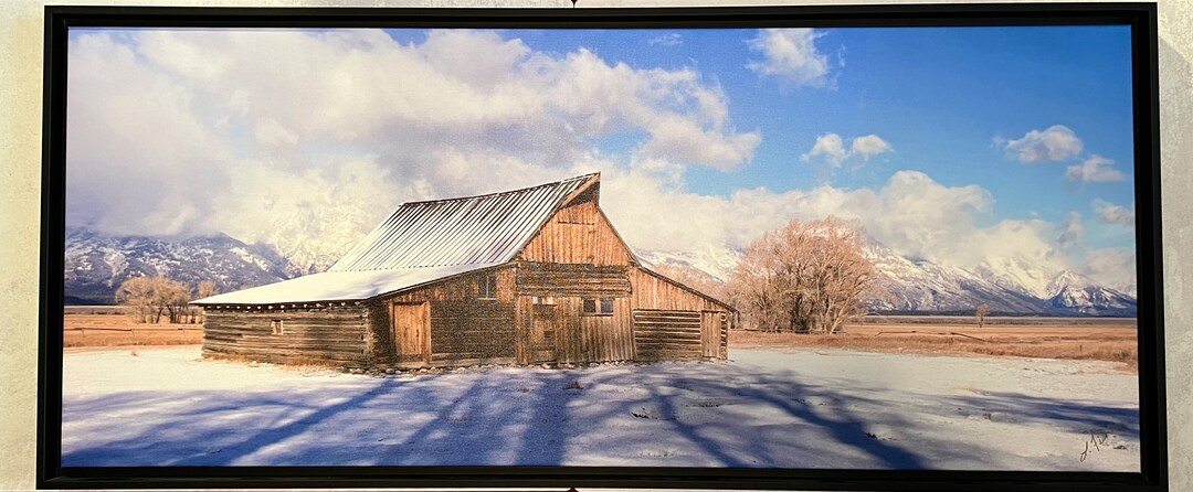 October Snow 2 Moulton Barn Jackson, WY Framed Canvas (48”x20”) - Etsy