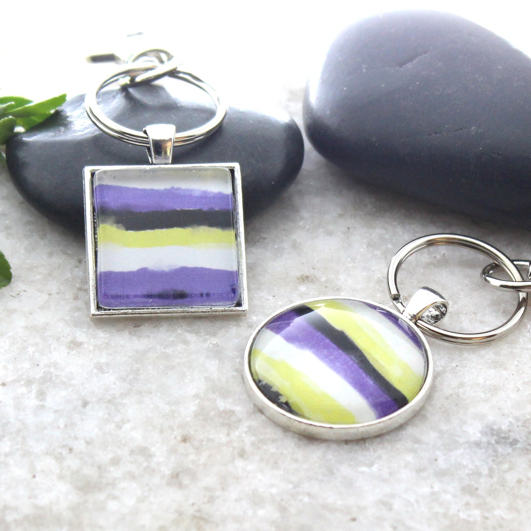 Non Binary Pride Flag Keychain,lgbtq, Gay Pride Gift, Recycled Paper ...