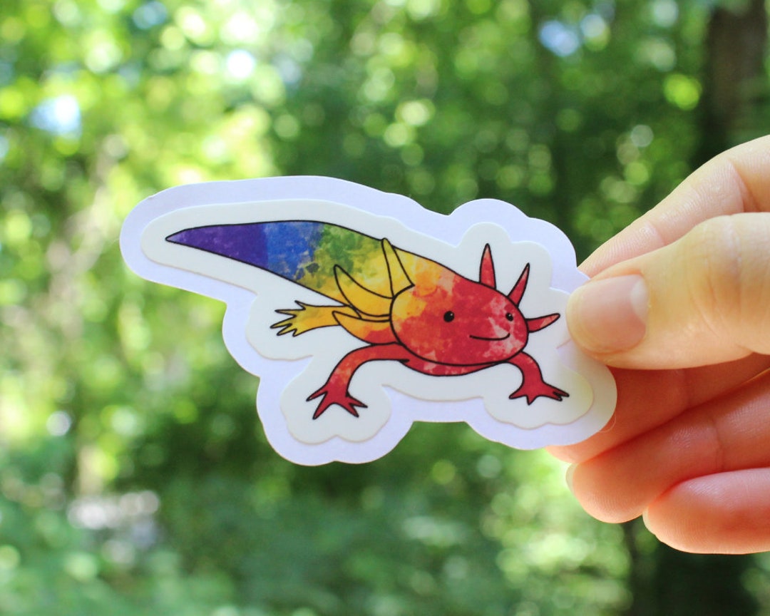 Rainbow Axolotl Stickers, LGBTQ Stickers, Easy Peel, Laminated Vinyl ...