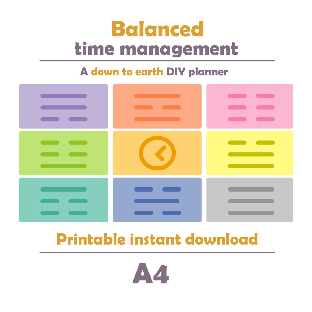Balanced Time Managament Printable Planner A4 Format - Etsy