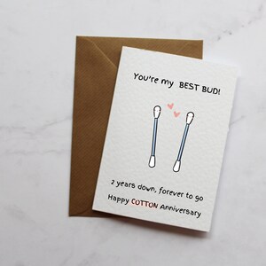 You're My Best Bud Cotton Anniversary Card A6 Card 2nd Anniversary ...