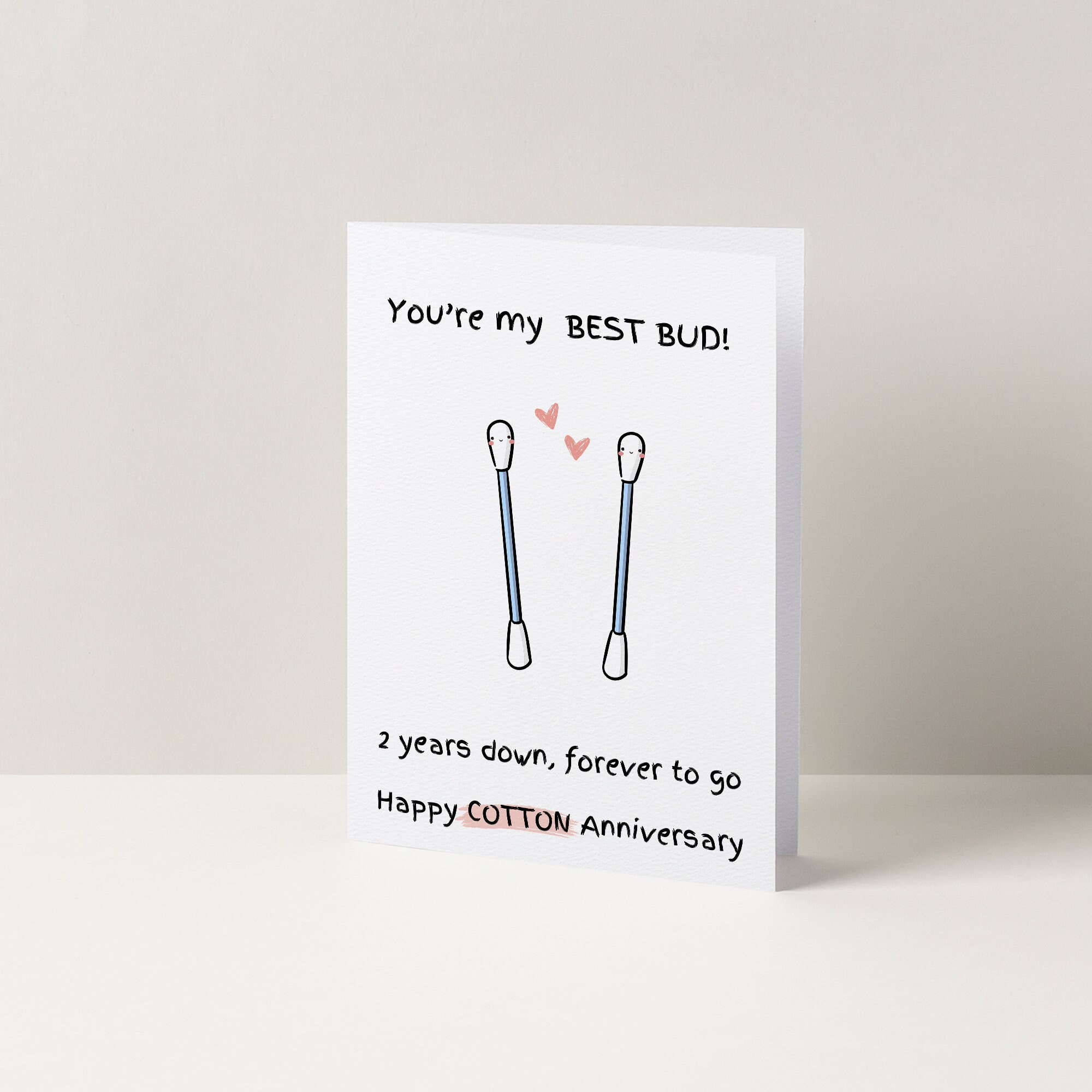 You're My Best Bud Cotton Anniversary Card | A6 Card | 2nd Anniversary ...