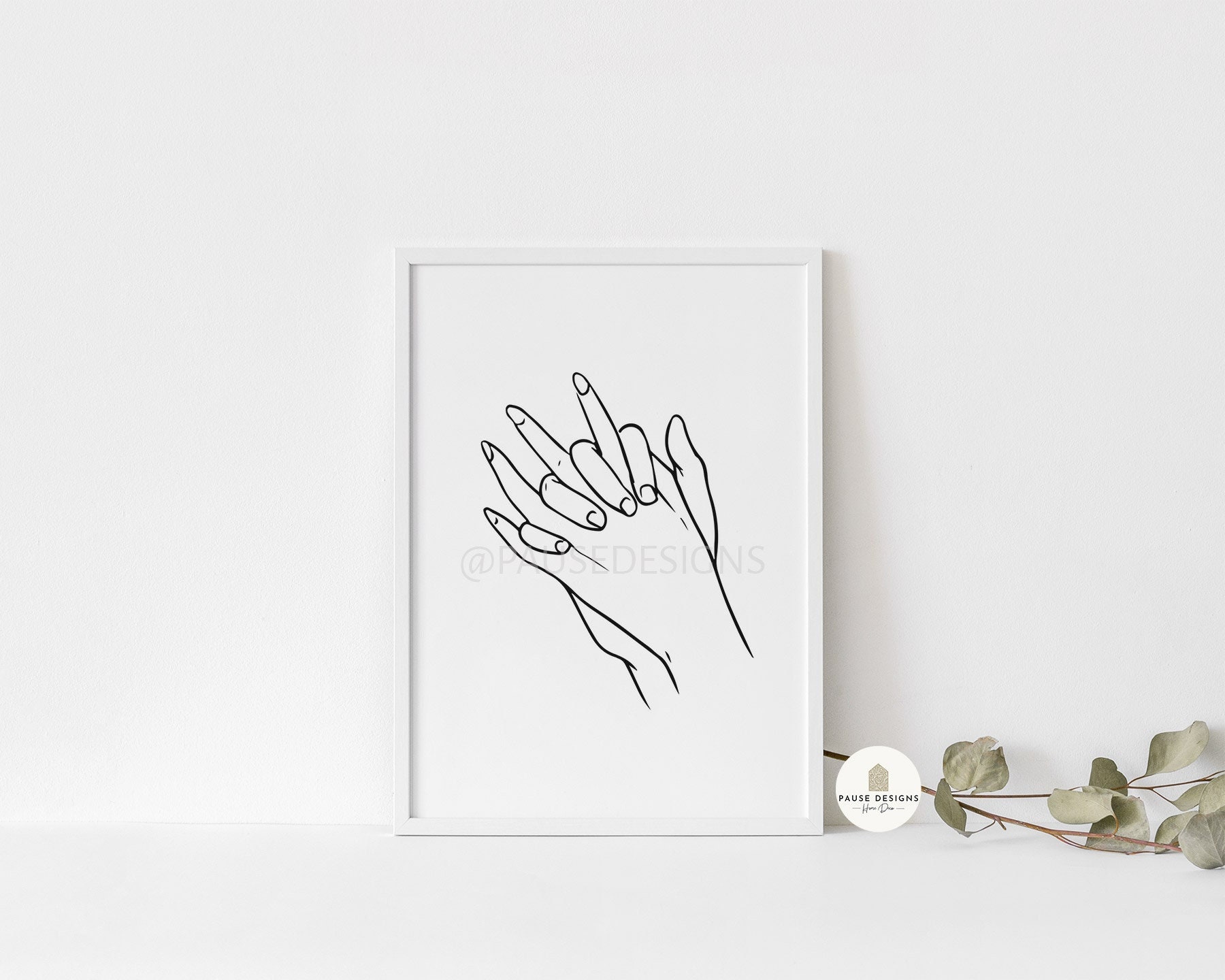 Couple Holding Hands Interlocked Drawing Wall Print Wall - Etsy UK