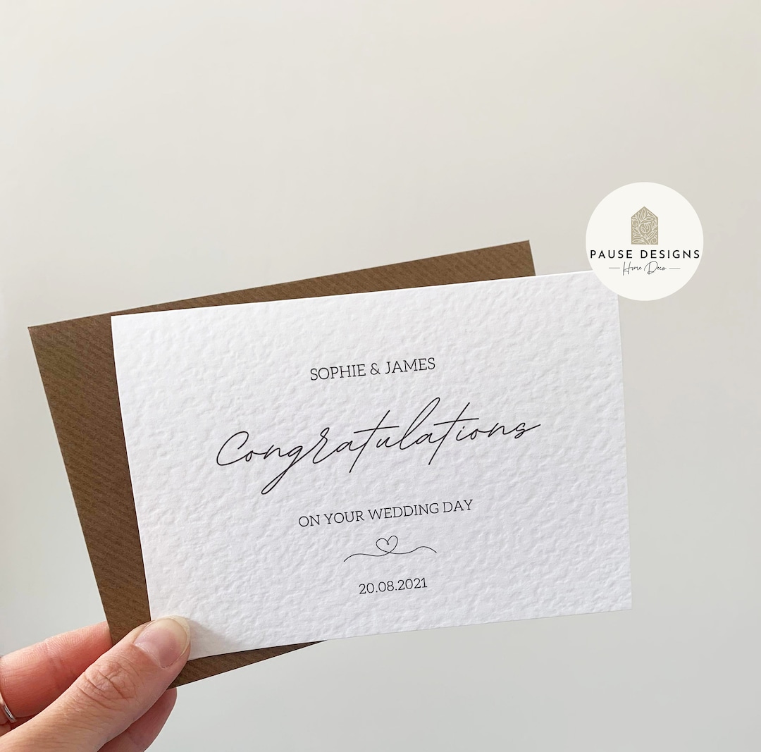 Personalised Congratulations Minimalist Wedding Day Greetings Card ...