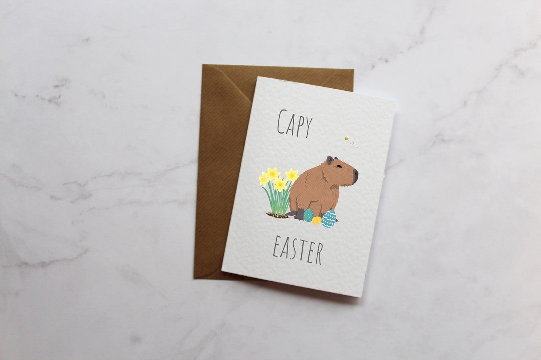 Buy Capy Easter Spring Capybara Greetings Card Easter Card Gift Cute ...