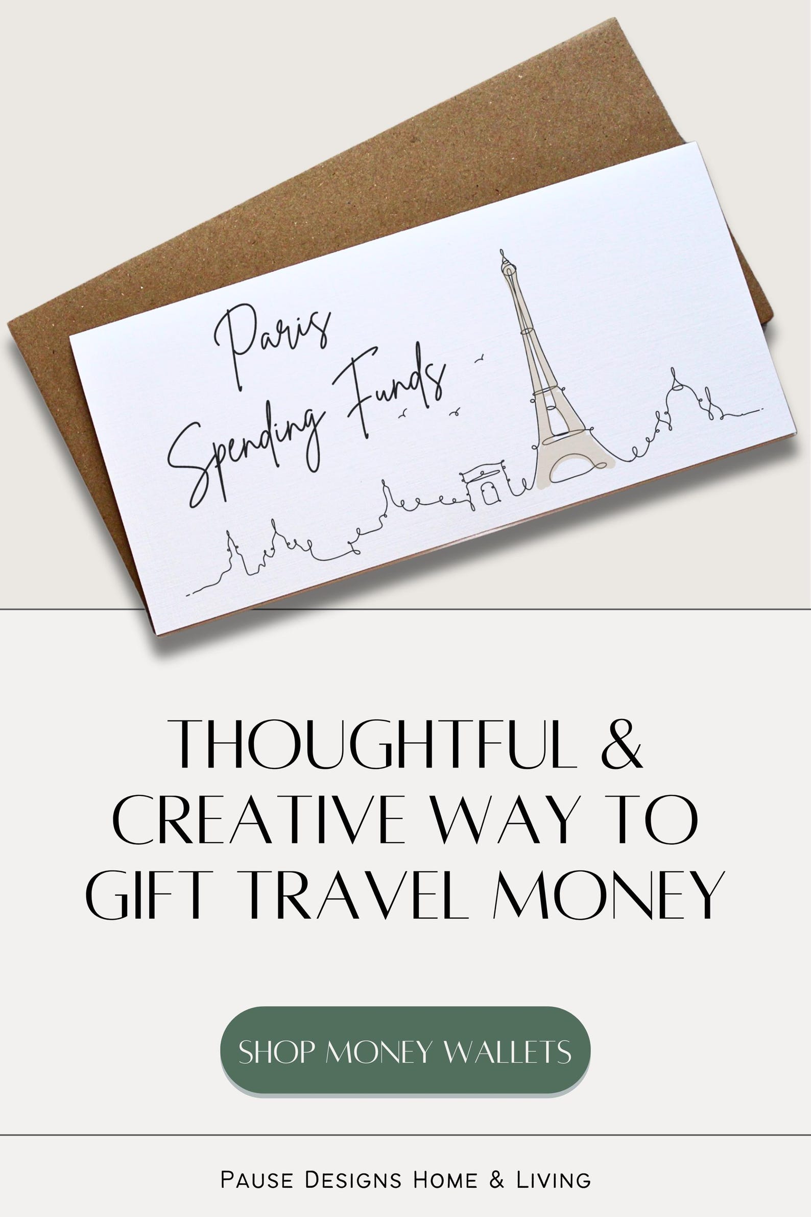 Paris Travel Money Wallet Card Ticket or Cash Envelope Wallet for ...