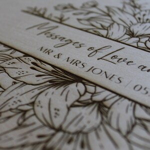 Personalized Wooden Guest Book With Engraved Floral Border Rustic ...