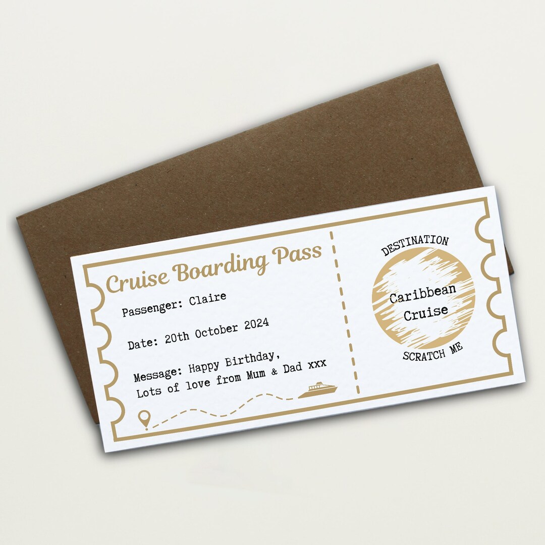 Personalised Cruise Boarding Pass Scratch Reveal Ticket Surprise ...
