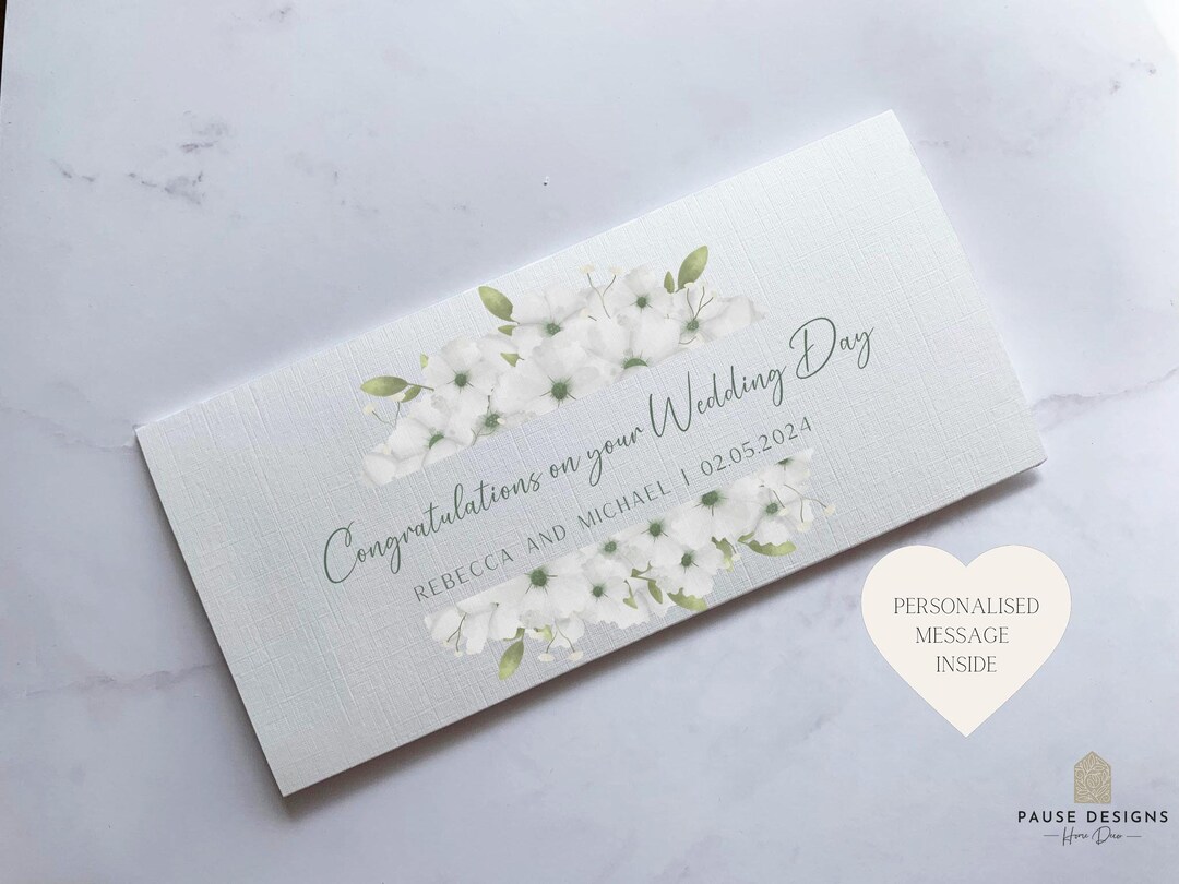 Wedding Day Money Wallet Card Personalised Floral Design Cash Envelope ...
