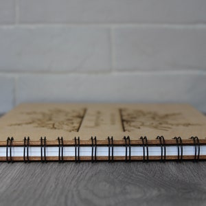 Personalized Wooden Guest Book With Engraved Floral Border Rustic ...