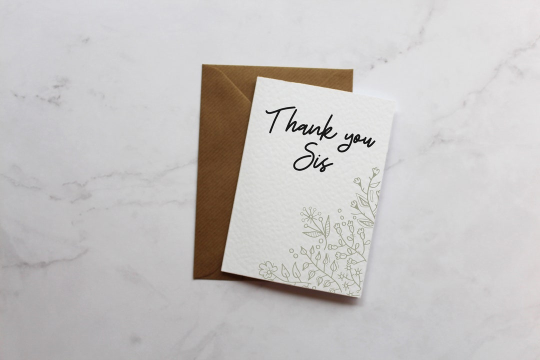 Merci carte de voeux de soeur | carte de remerciement simple | Carte de ...