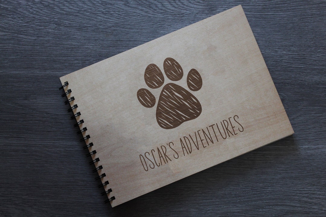 Personalized Wooden Dog Scrapbook - Custom Engraved Pet Memory Album ...