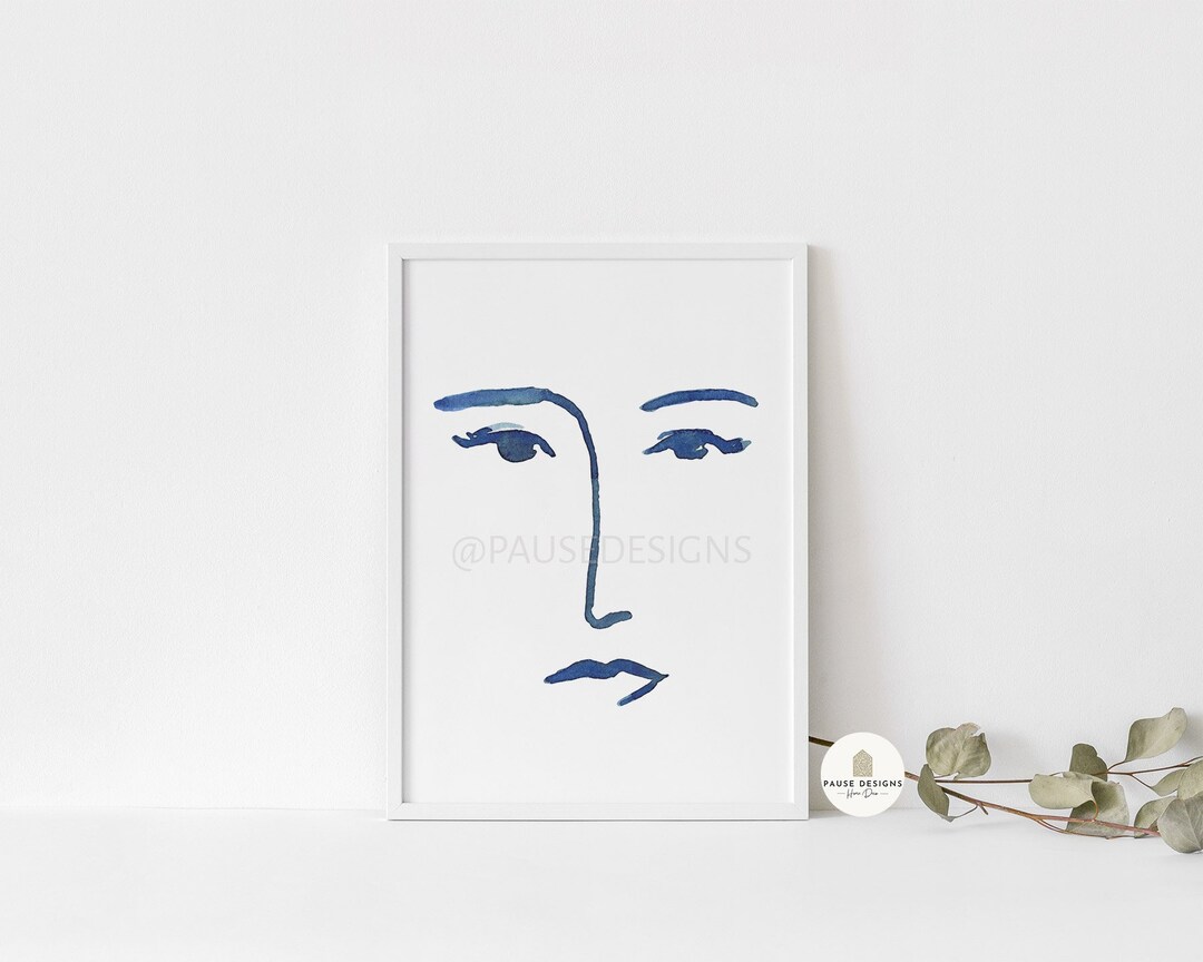 Watercolour Blue Abstract Face Wall Art Print UNFRAMED PRINT - Etsy