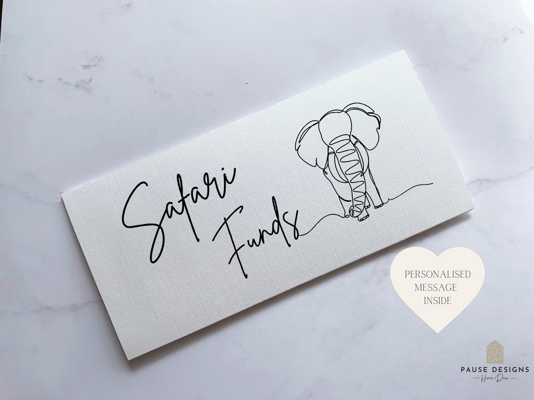 Personalised Safari Funds Money Wallet | Wedding Gift Money | Cash ...