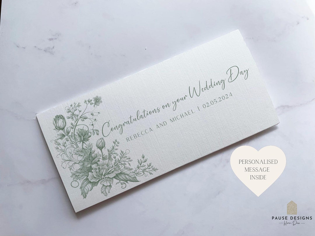 Personalised on Your Wedding Day Money Wallet Card | Floral Cash ...