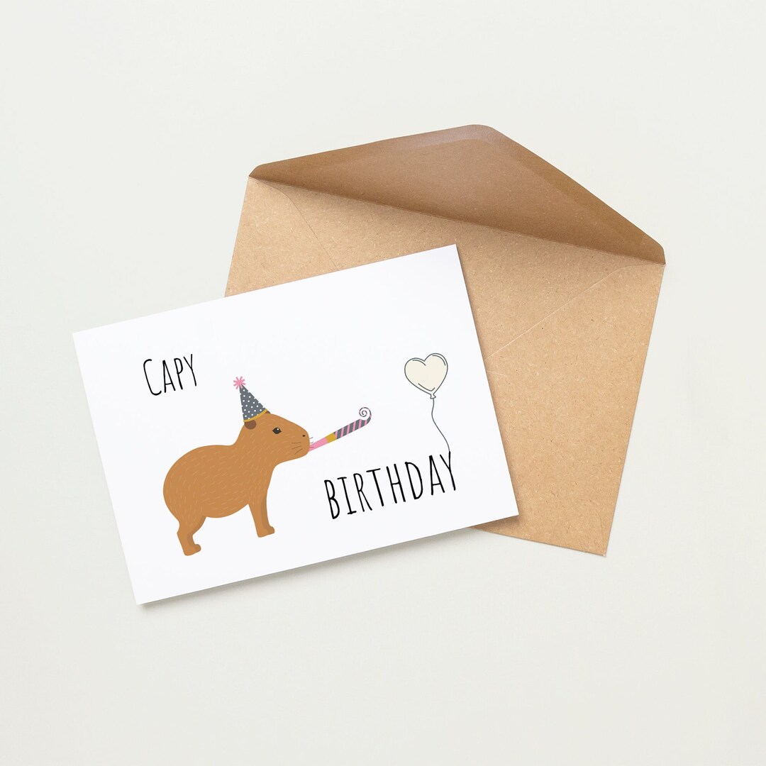 Capy Birthday Card Personalised Cute Capybara Greeting Card Fun Gift ...