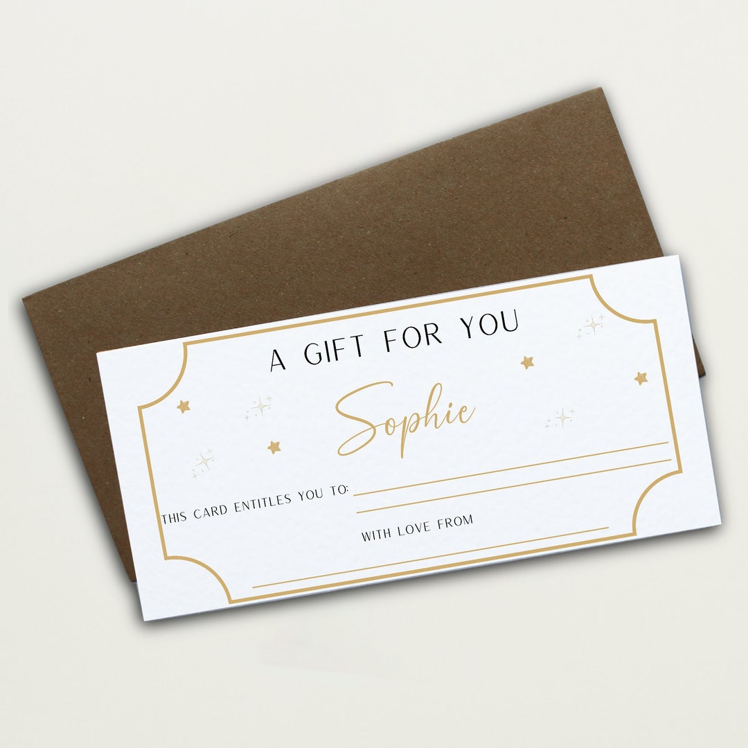 Personalised Gift Voucher Ticket Birthday Surprise Experience Elegant ...
