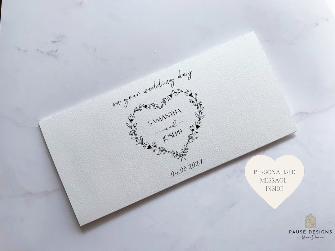 Personalised on Your Wedding Day Money Wallet | Wedding Day Card | Cash ...