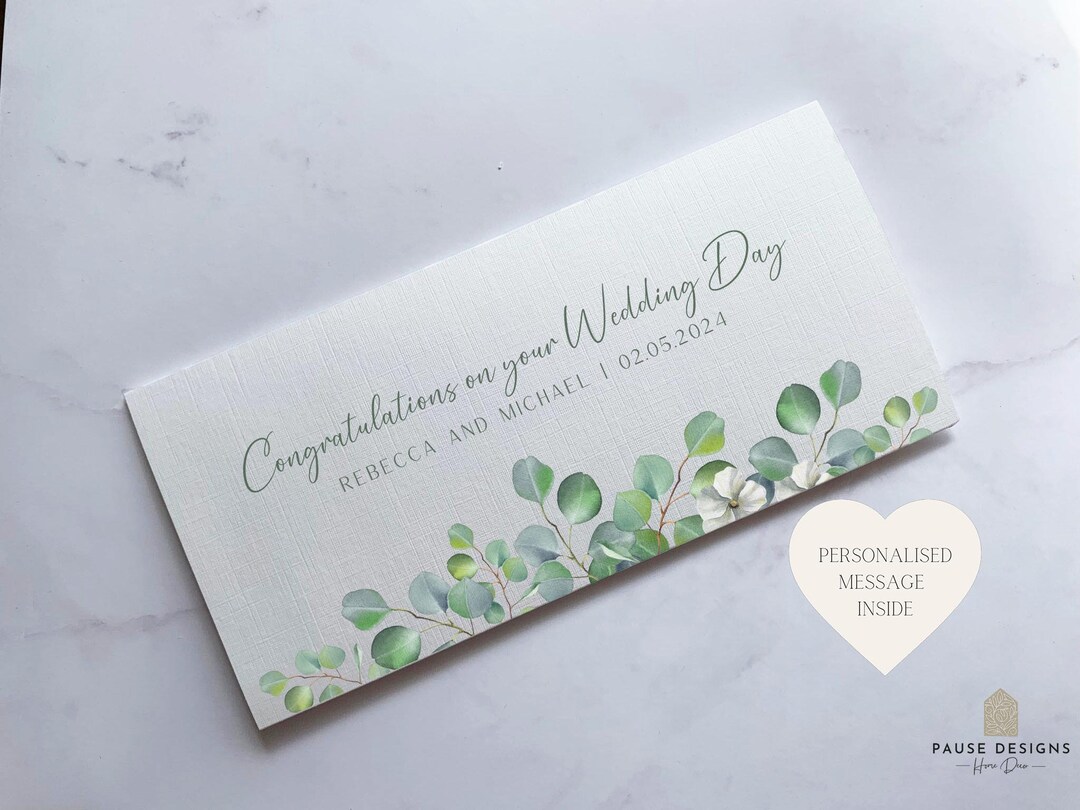 Personalised on Your Wedding Day Money Wallet Card | Floral Cash ...