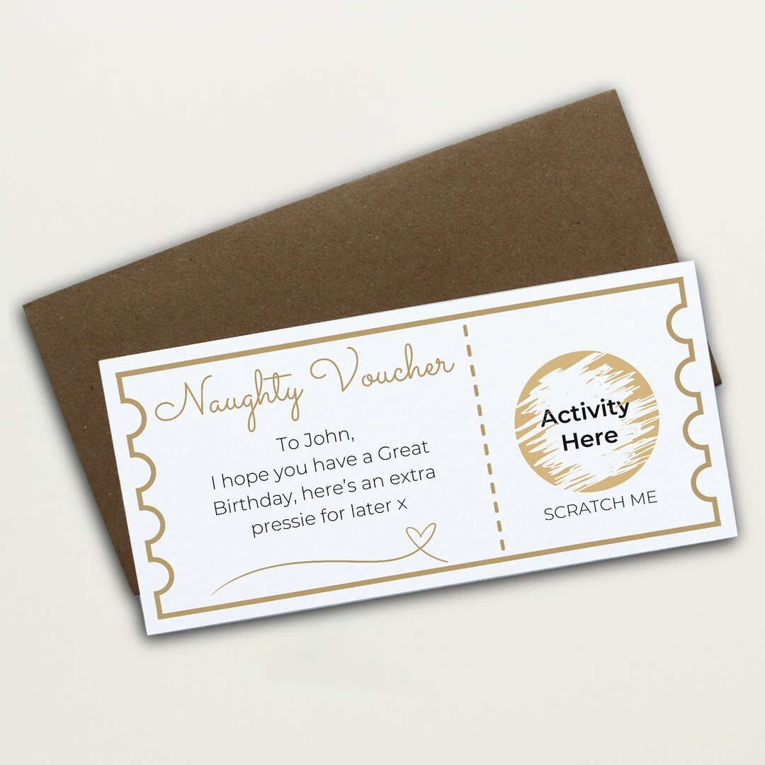 Personalised Naughty Voucher Scratch Card | Valentines Day Gift for Him ...
