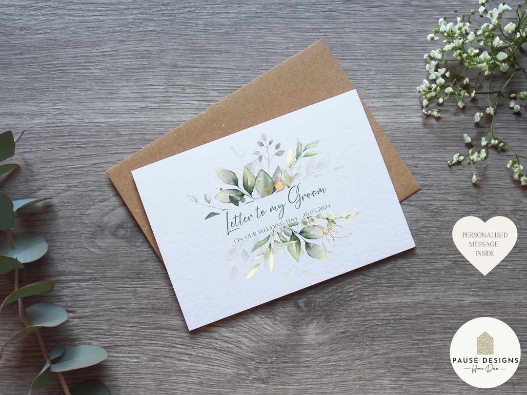 Letter to My Groom Card Personalised Eucalyptus Wedding Design - Card ...