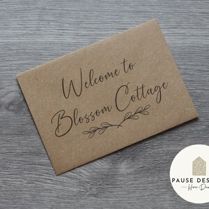 Custom Welcome Cards for Holiday Homes, Printed Message for Guest House ...