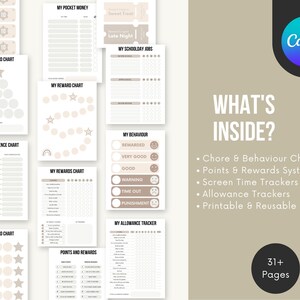 Editable Kids Chore Chart Bundle | Daily Checklist, Responsibility ...