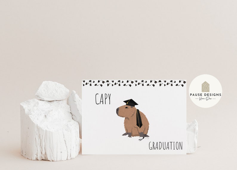 Capy Graduation Capybara Greetings Card Graduation Card Gift - Etsy