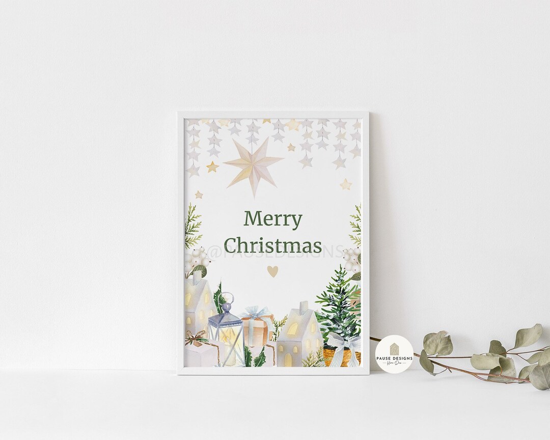 Merry Christmas Lanterns Wall Art Print UNFRAMED PRINT A3/A4/A5 Prints ...