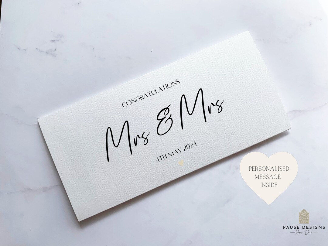Personalised Mrs & Mrs Money Wallet Wedding Card | Wedding Gift Money ...