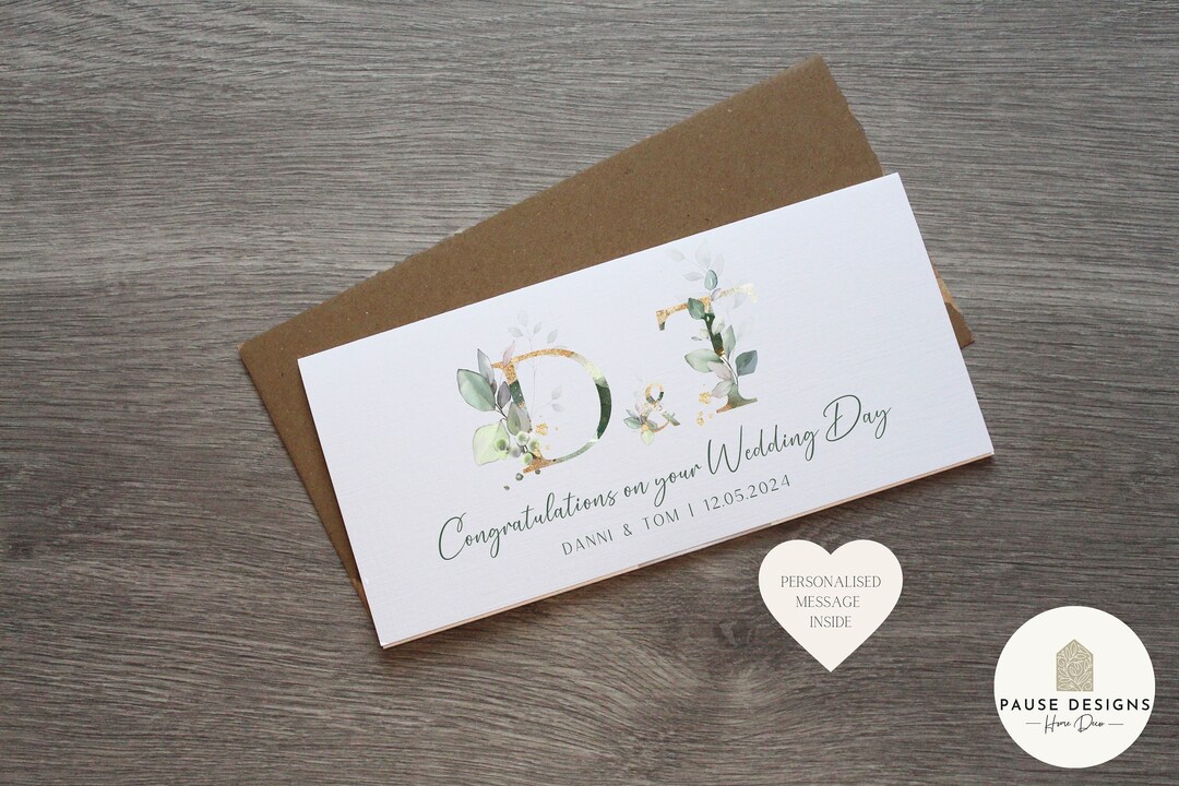 Personalised Watercolour Wedding Day Money Wallet Wedding Day Card Cash ...