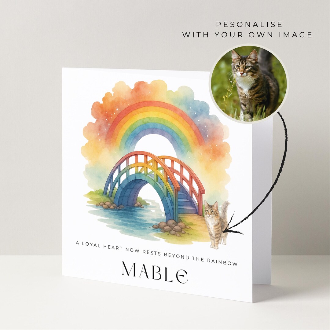 Cat Loss Sympathy Card for Pet Bereavement Memorial or Rainbow Bridge ...