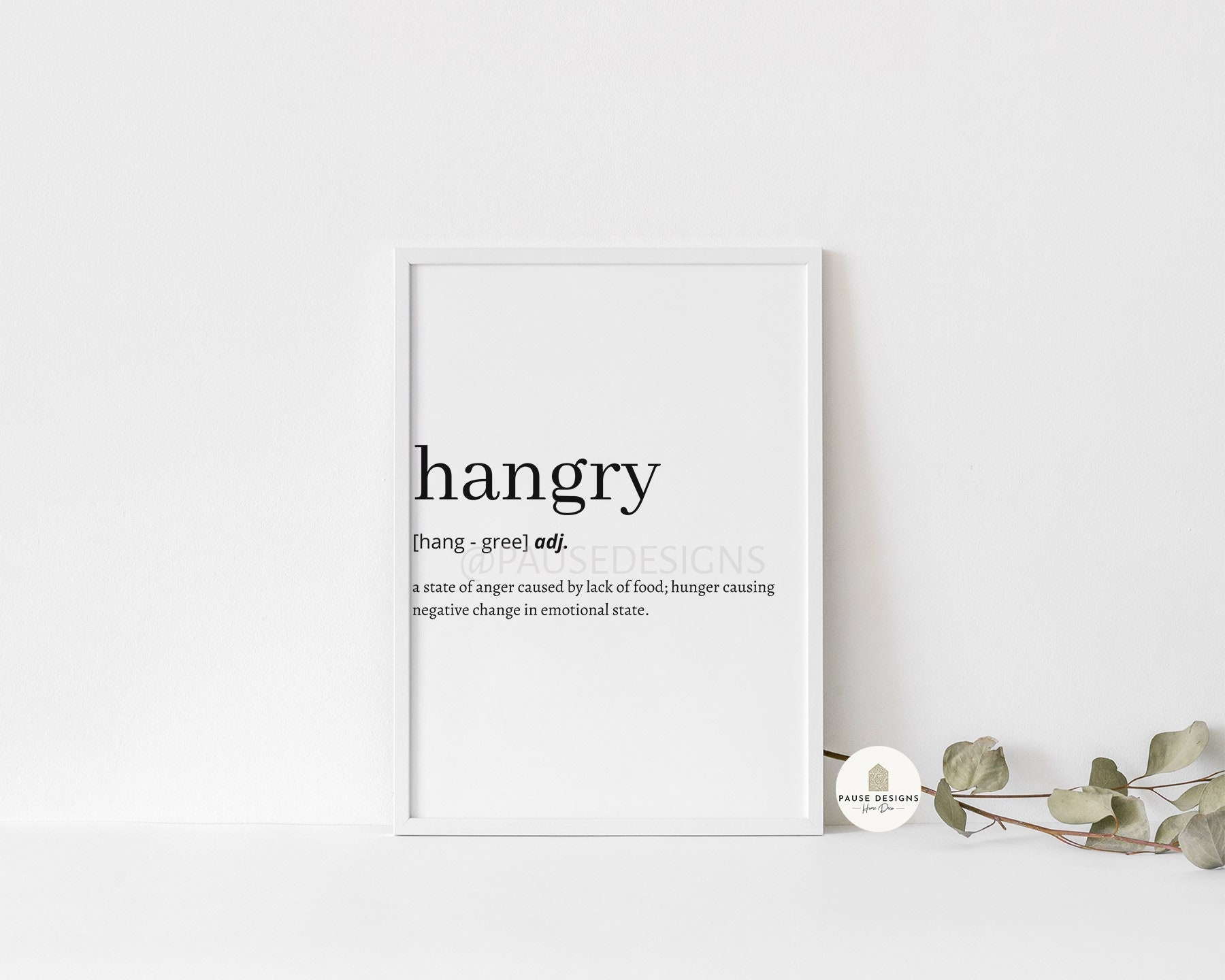 Hangry Definition Wall Art Print UNFRAMED PRINT A3/A4/A5 - Etsy