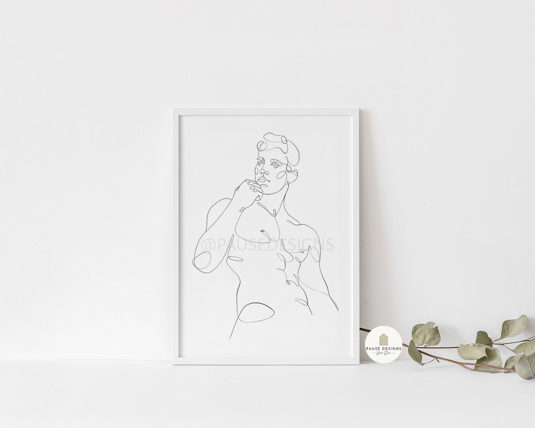 Male Muscle Torso Line Drawing Wall Art Print | UNFRAMED PRINT | Home ...