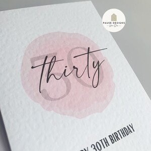 Pink Watercolour 30th Birthday Card | Happy Birthday Greeting Card ...