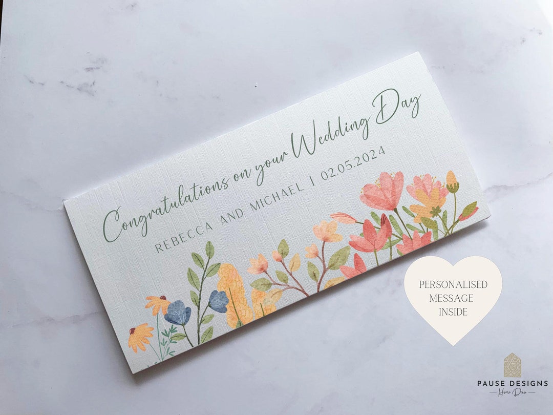 Personalised on Your Wedding Day Money Wallet Card | Floral Cash ...