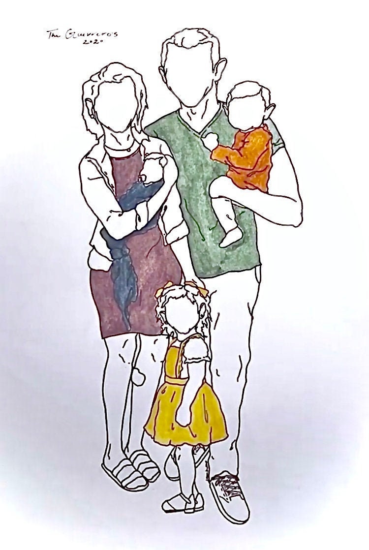 Detailed Hand-drawn Custom Family/group Portrait W/ Partial - Etsy