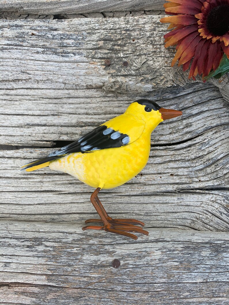 Small Hand-painted Metal Gold Finch 6.0 Tall Yellow - Etsy