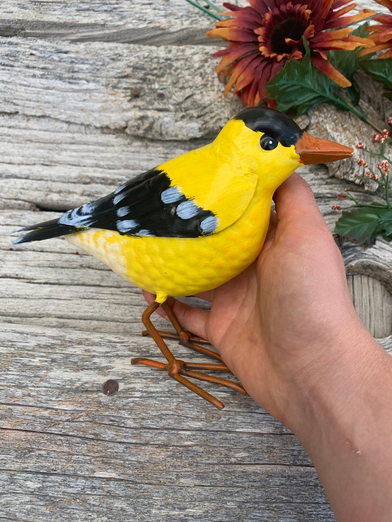 Small Hand-painted Metal Gold Finch 6.0 Tall Yellow - Etsy