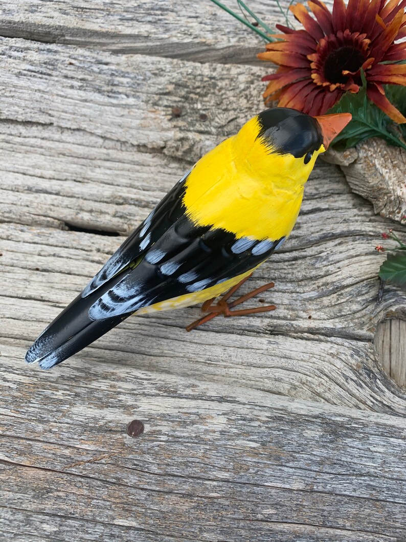 Small Hand-painted Metal Gold Finch 6.0 Tall Yellow - Etsy